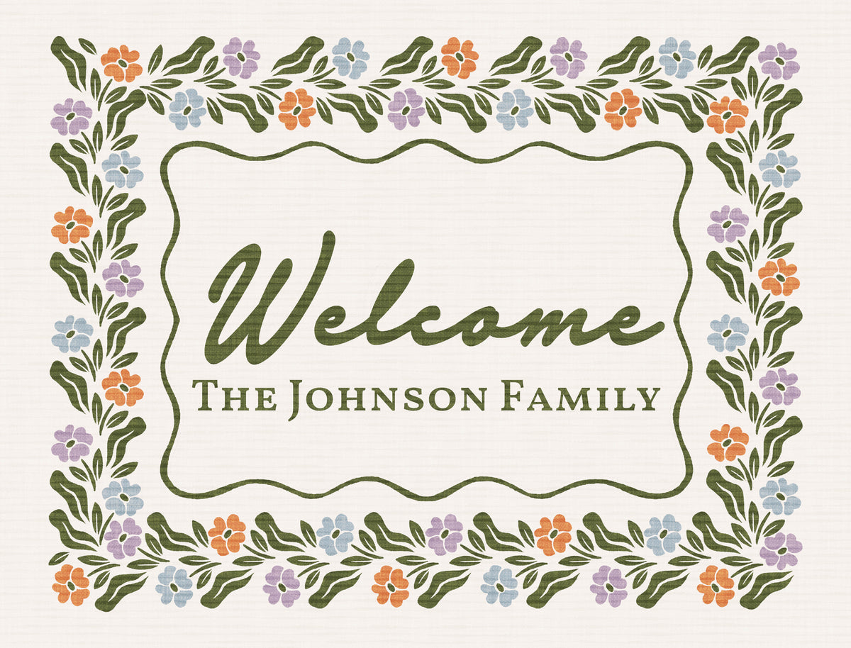 Welcome Floral Border Custom Yardsy Sign