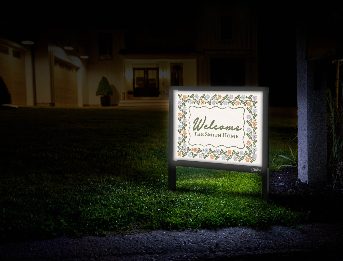 Welcome Floral Border Custom Yardsy Sign