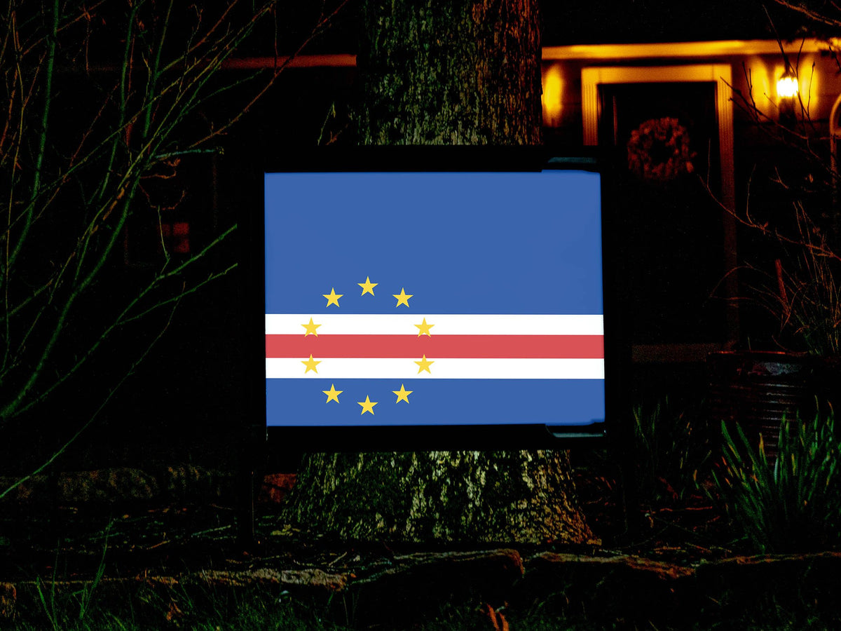Cape Verde Flag Lumilawn Yard Sign - 18" x 24" LED Solar-Powered Yard ...