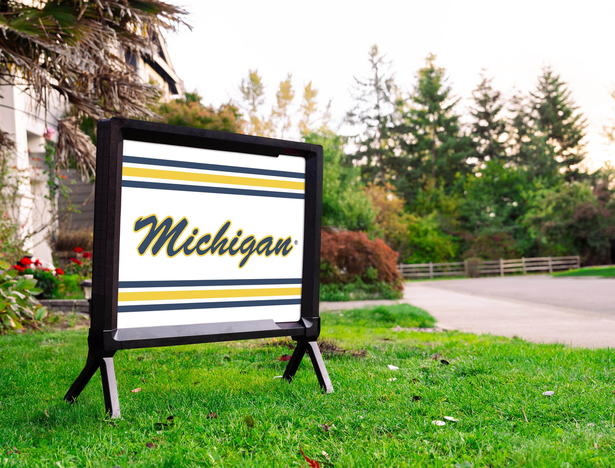 Michigan Script White Yardsy Sign